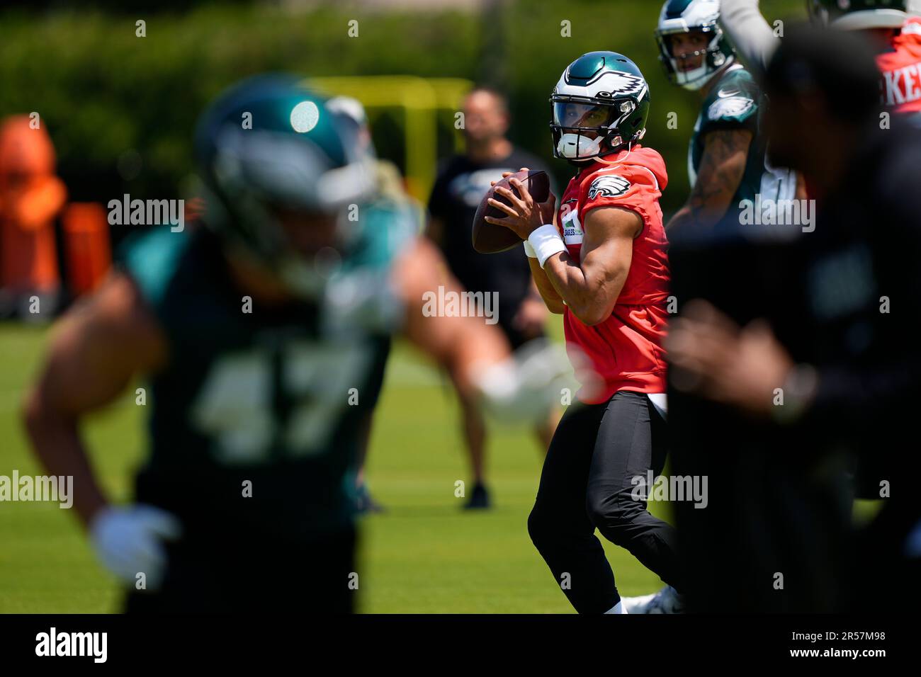 Philadelphia Eagles quarterback Jalen Hurts practices at the NFL ...