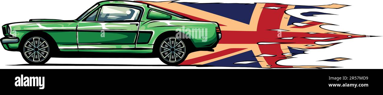 vector illustration of muscle car with british flag Stock Vector Image ...
