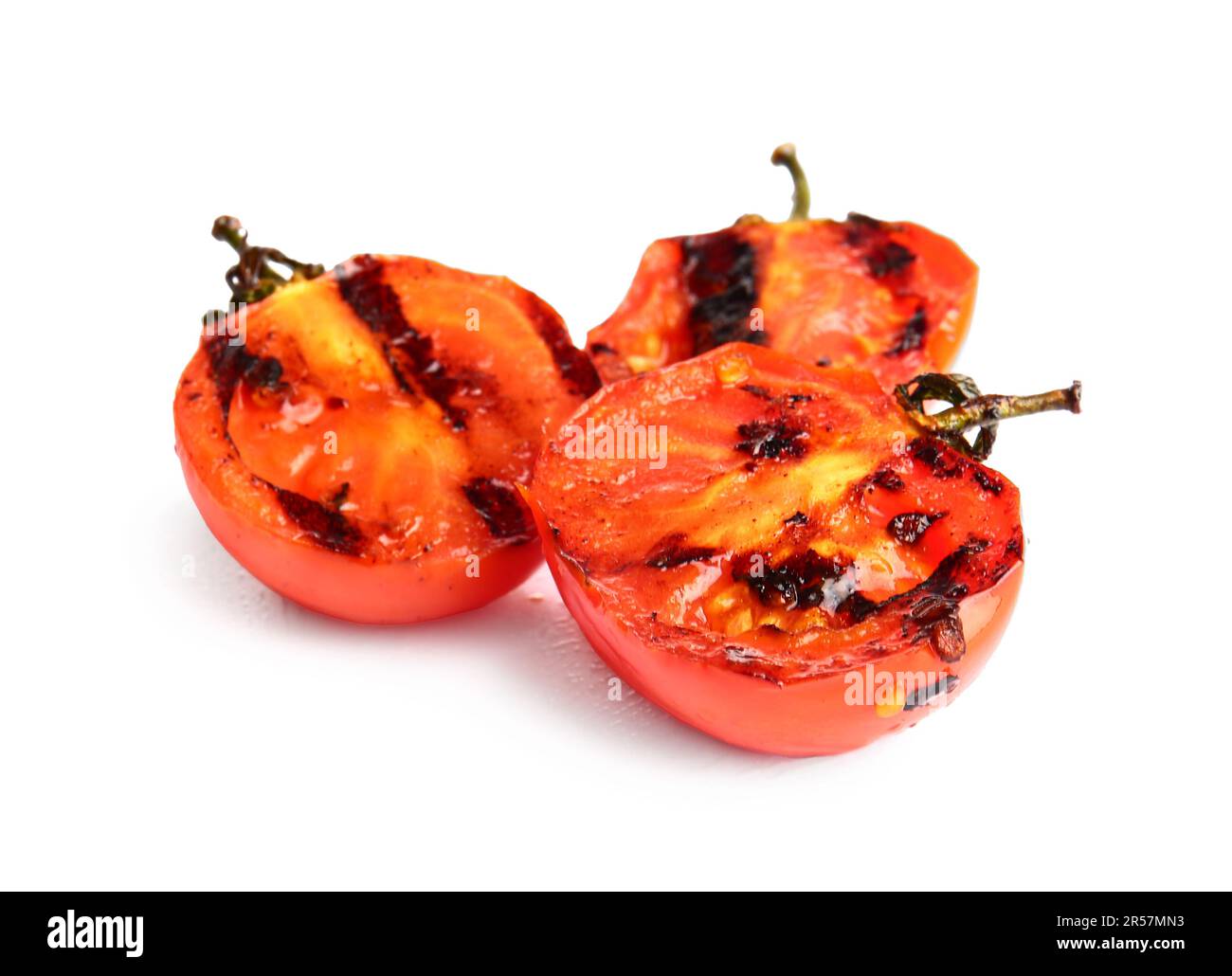 Tasty grilled tomatoes on white background Stock Photo - Alamy