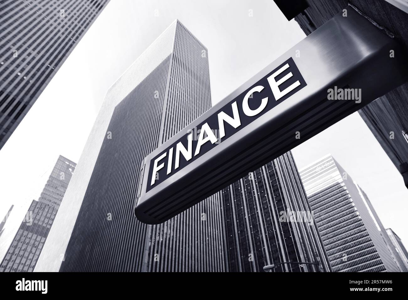 office buildings with a finance sign in front Stock Photo - Alamy