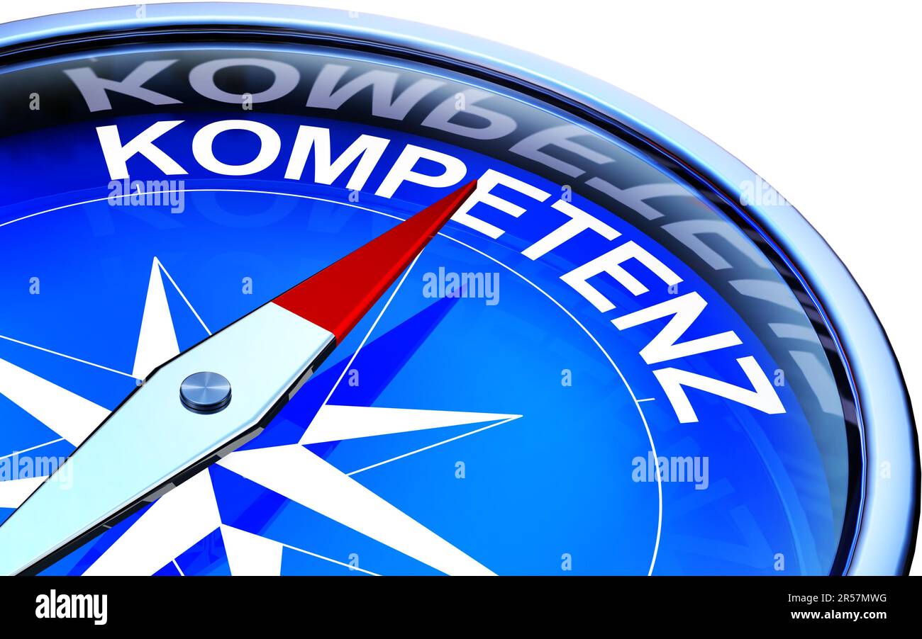 high resolution rendering of a compass with a competence icon Stock ...