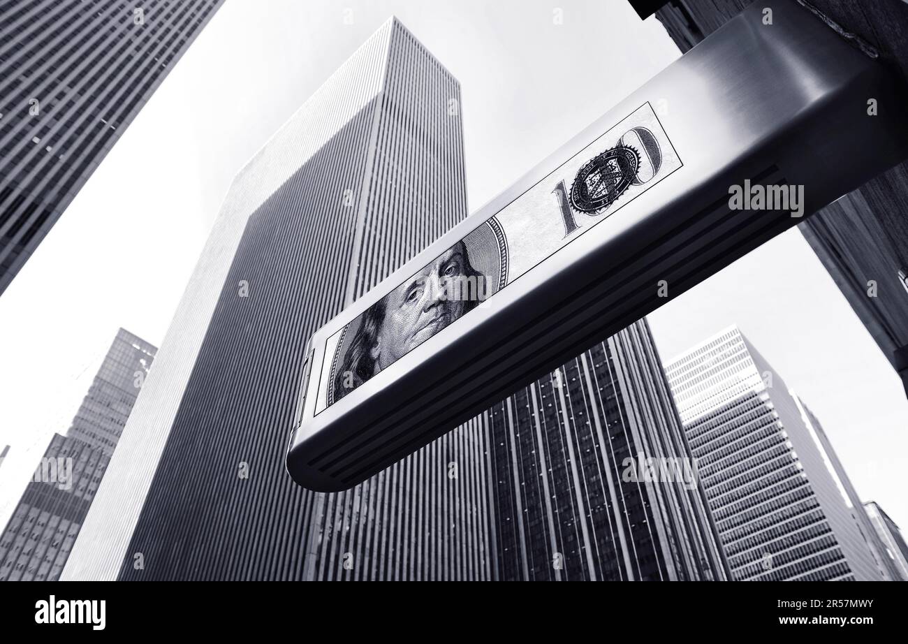 dollar sign in front of skyscrapers Stock Photo - Alamy