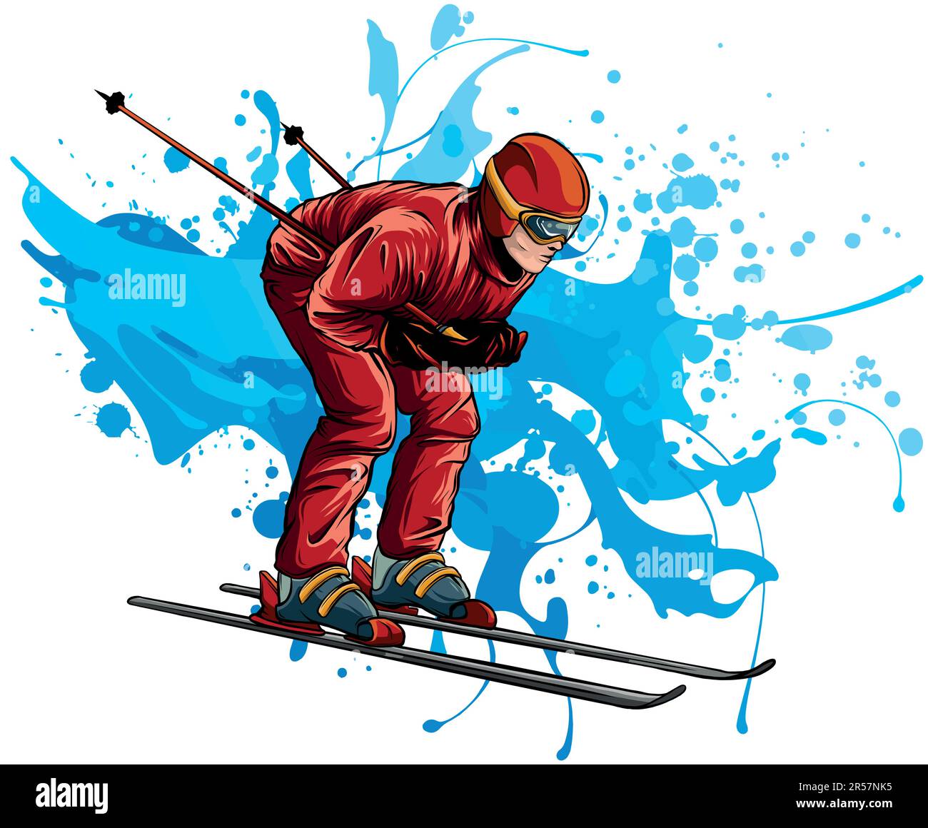 vector illustration of colored Skier art design Stock Vector Image ...