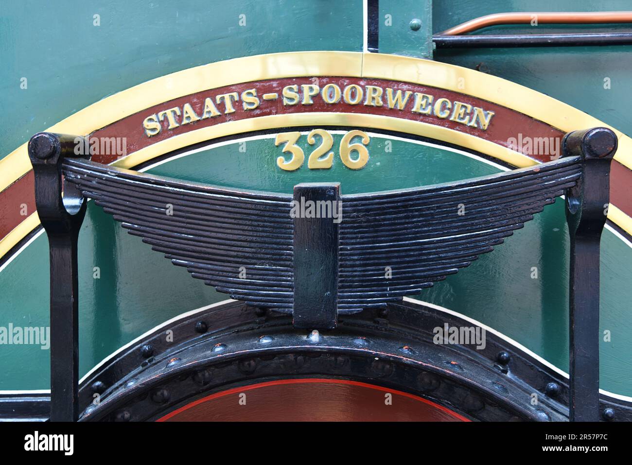 Utrecht, Netherlands. May 2023. Details of old steam locomotives. High ...