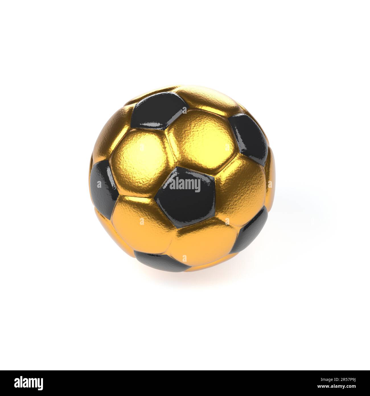 Golden football, soccer ball or handball on white background, 3d ...