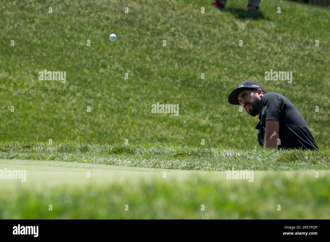 DUBLIN, OH - JUNE 01: Mark Hubbard hits out of the bunker of the 17th ...