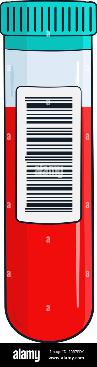 Blood test tube with barcode. Cartoon. Vector illustration Stock Vector ...