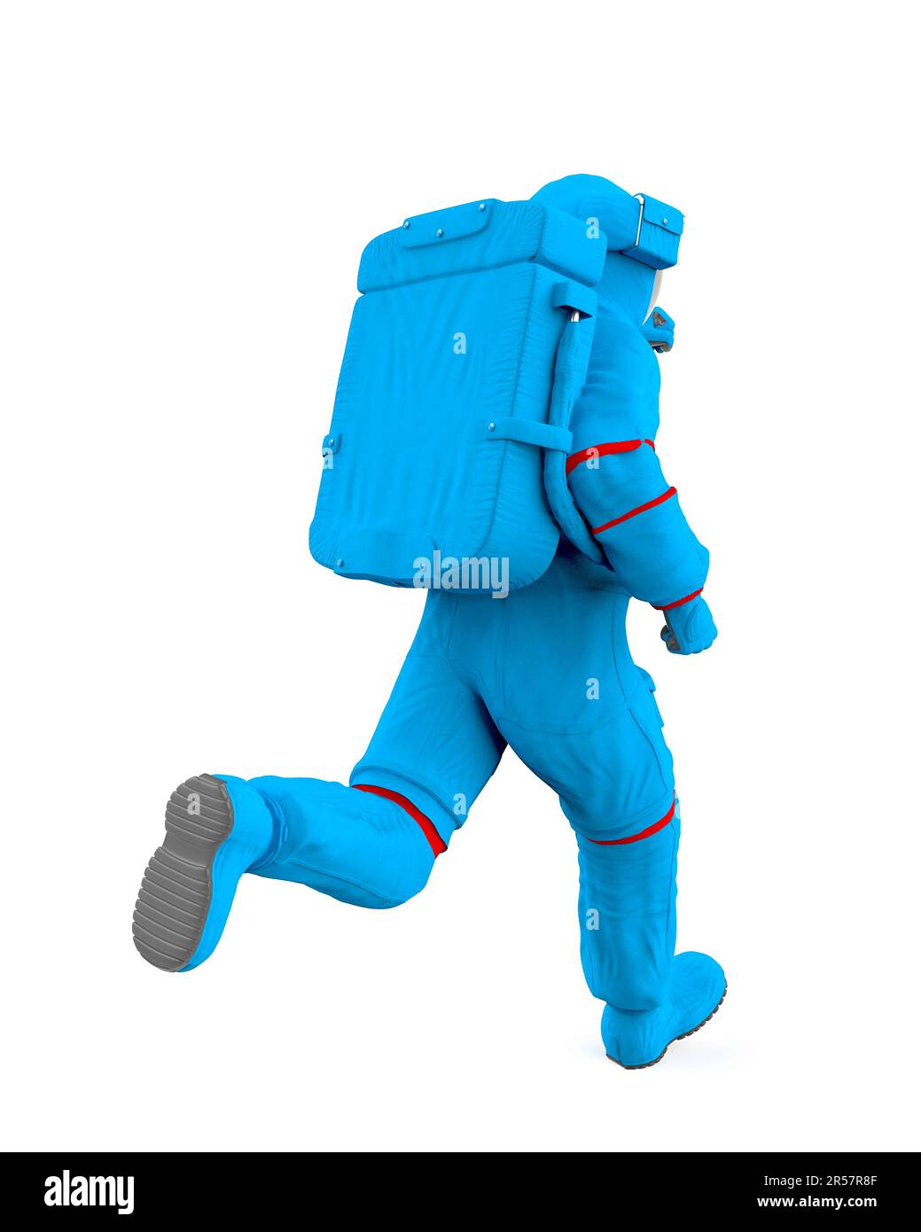 astronaut is running on white background rear view, 3d illustration ...