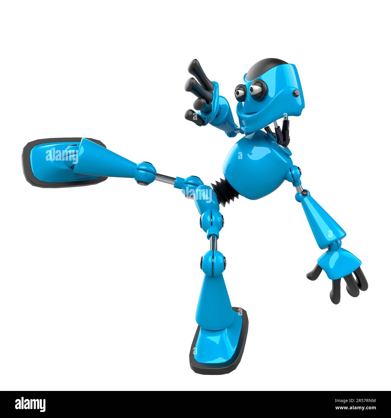 nice robot doing some karate kicks, 3d illustration Stock Photo - Alamy