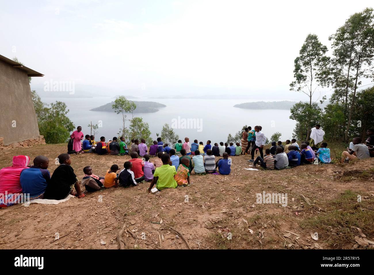Rwanda. Burera lake. surrounding of Kidaho. Holy Mass Stock Photo - Alamy