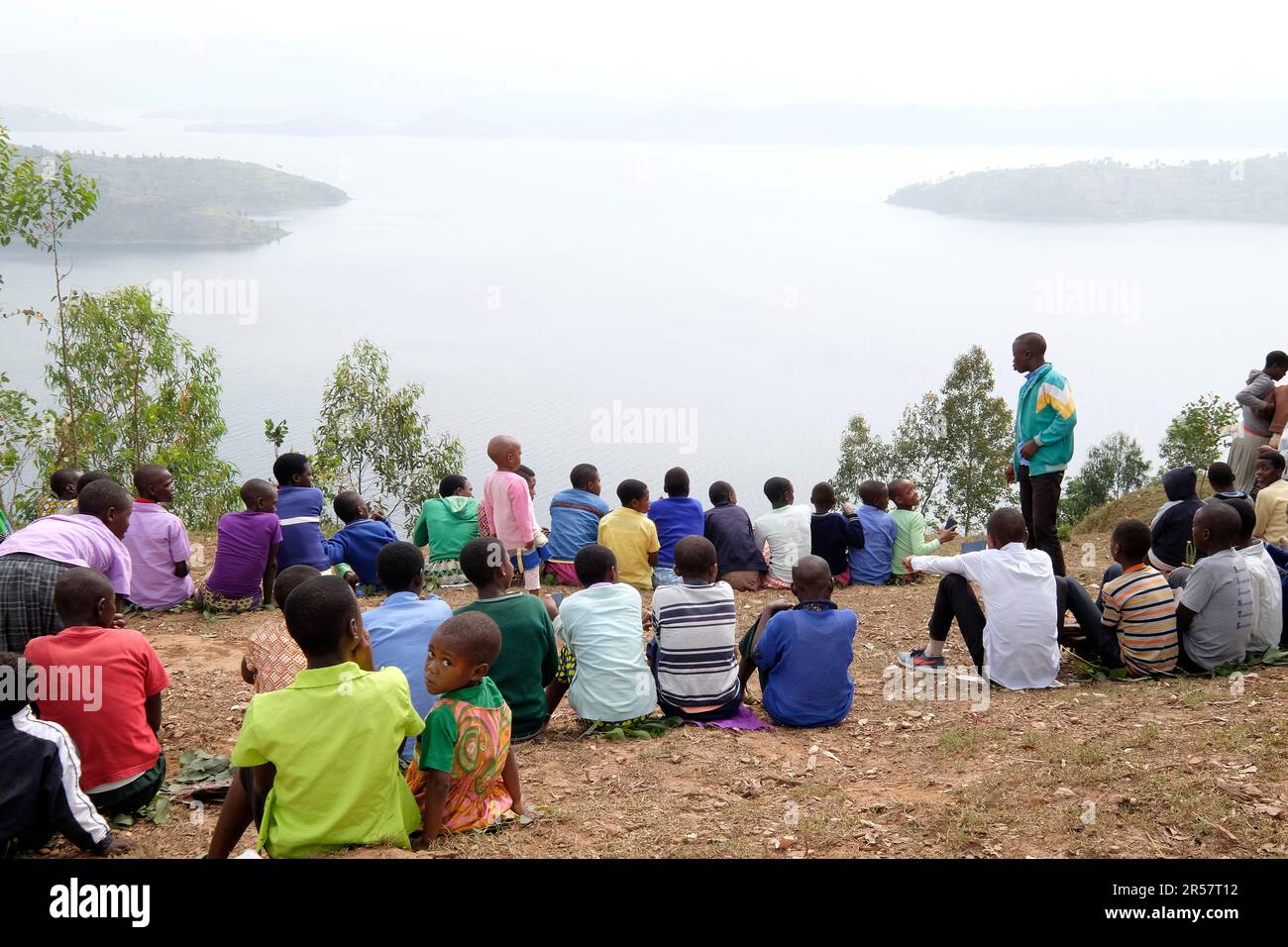 Rwanda. Burera lake. surrounding of Kidaho. Holy Mass Stock Photo - Alamy