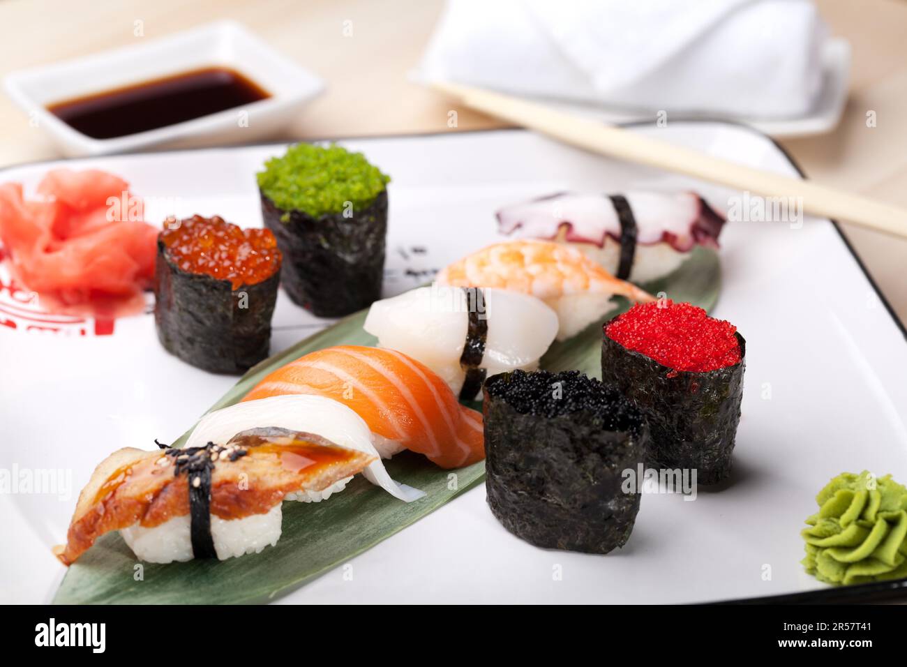 Classic japanese food- sushi on a plate Stock Photo - Alamy