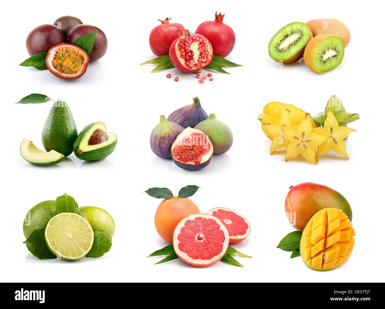 Set of exotic fruits isolated on white background Stock Photo - Alamy