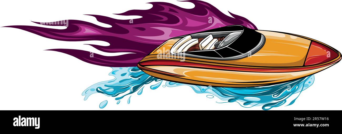 vector illustration of sea boat with flames Stock Vector Image & Art ...
