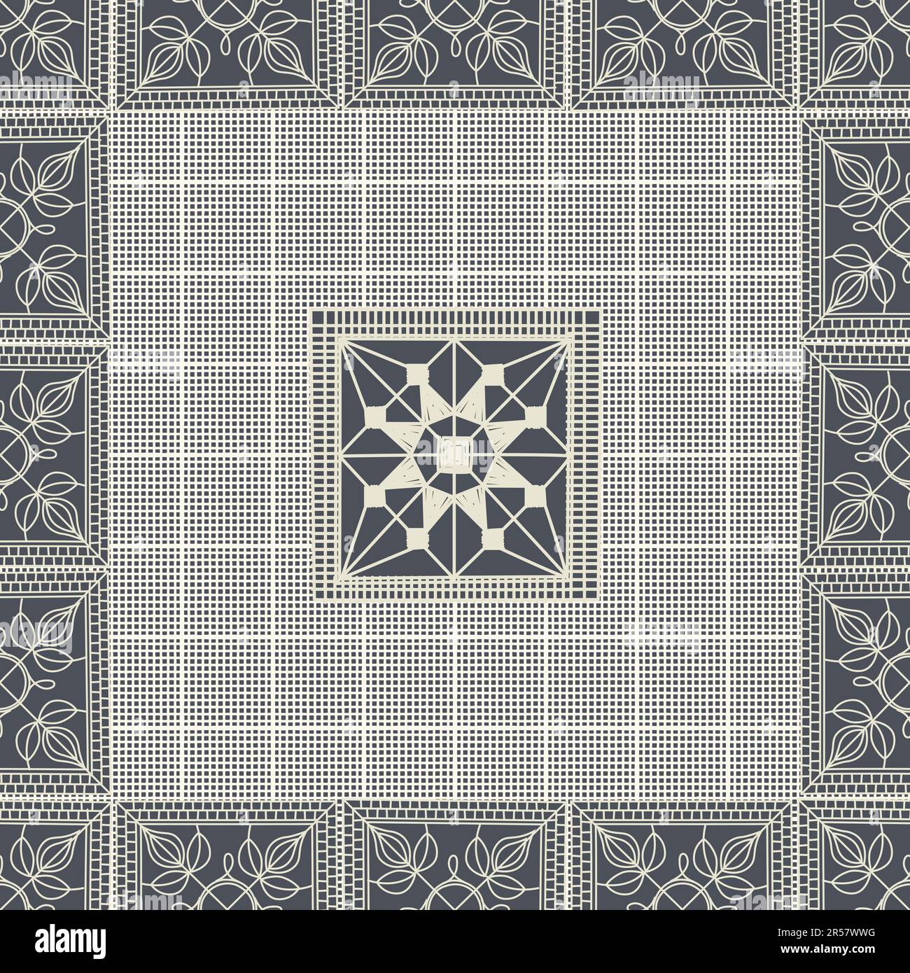 Seamless pattern inspired from traditional Danish Hedebo embroidery, vector illustration Stock ...