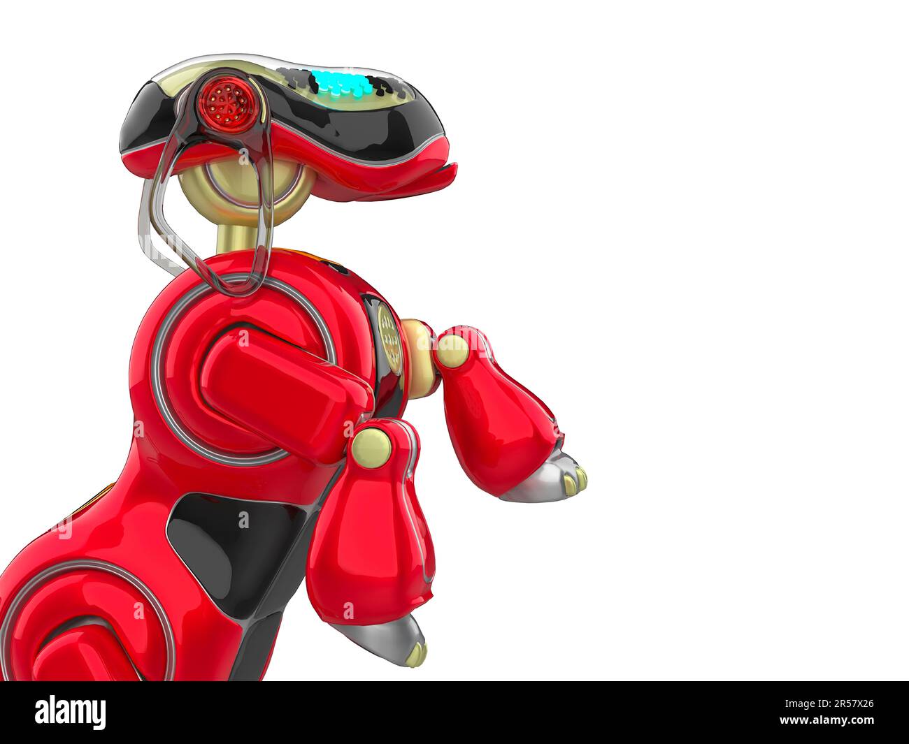 cyber dog cartoon standing up side view, 3d illustration Stock Photo ...