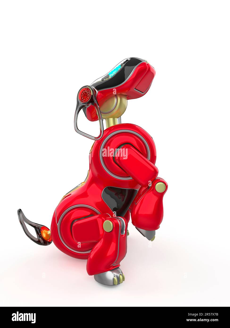 cyber dog cartoon is doing a begging pose, 3d illustration Stock Photo ...