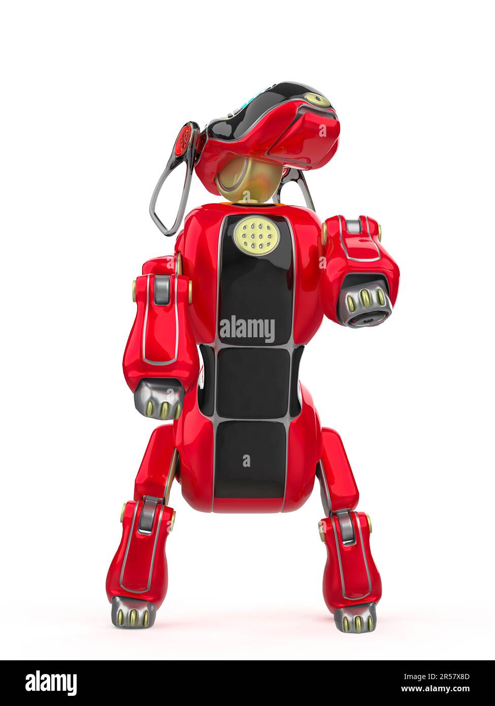 cyber dog cartoon standing up front view, 3d illustration Stock Photo ...