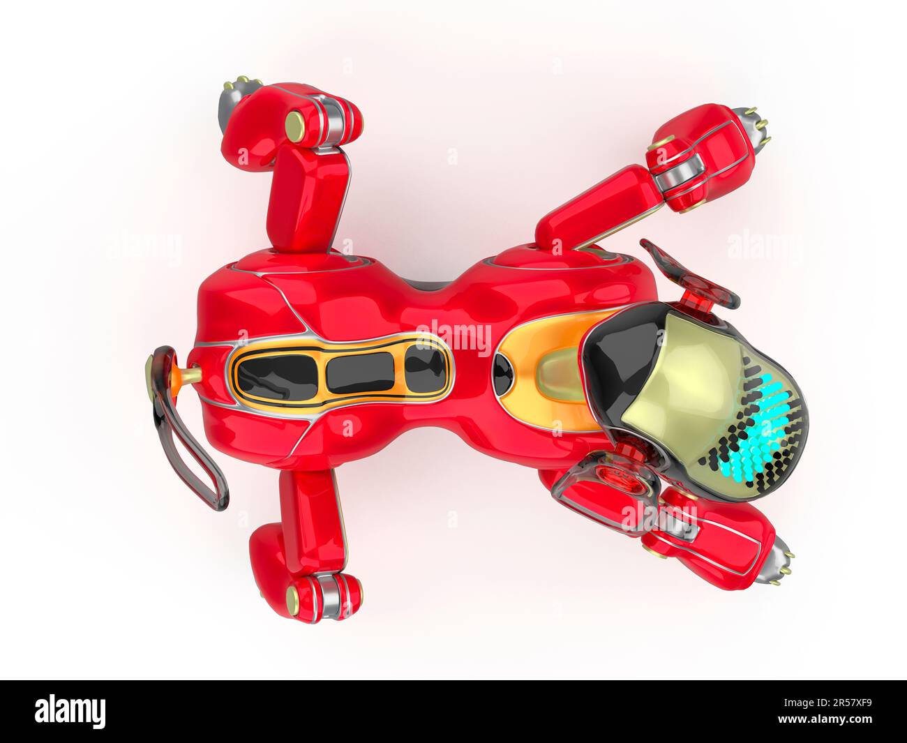 cyber dog cartoon is joking around top view., 3d illustration Stock ...