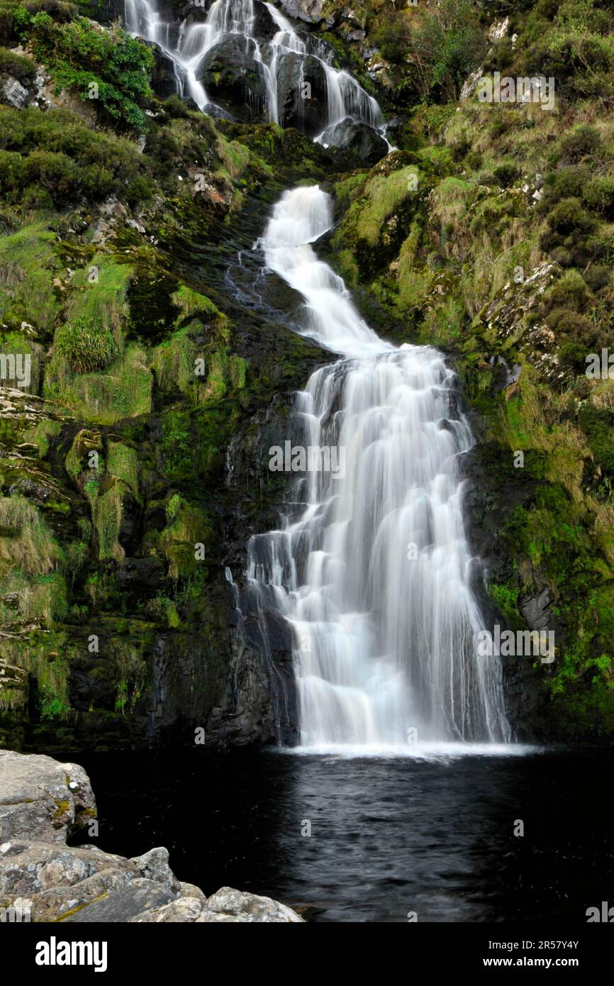 Assarancagh Waterfall, near Adara, County Donegal, Ireland Stock Photo ...