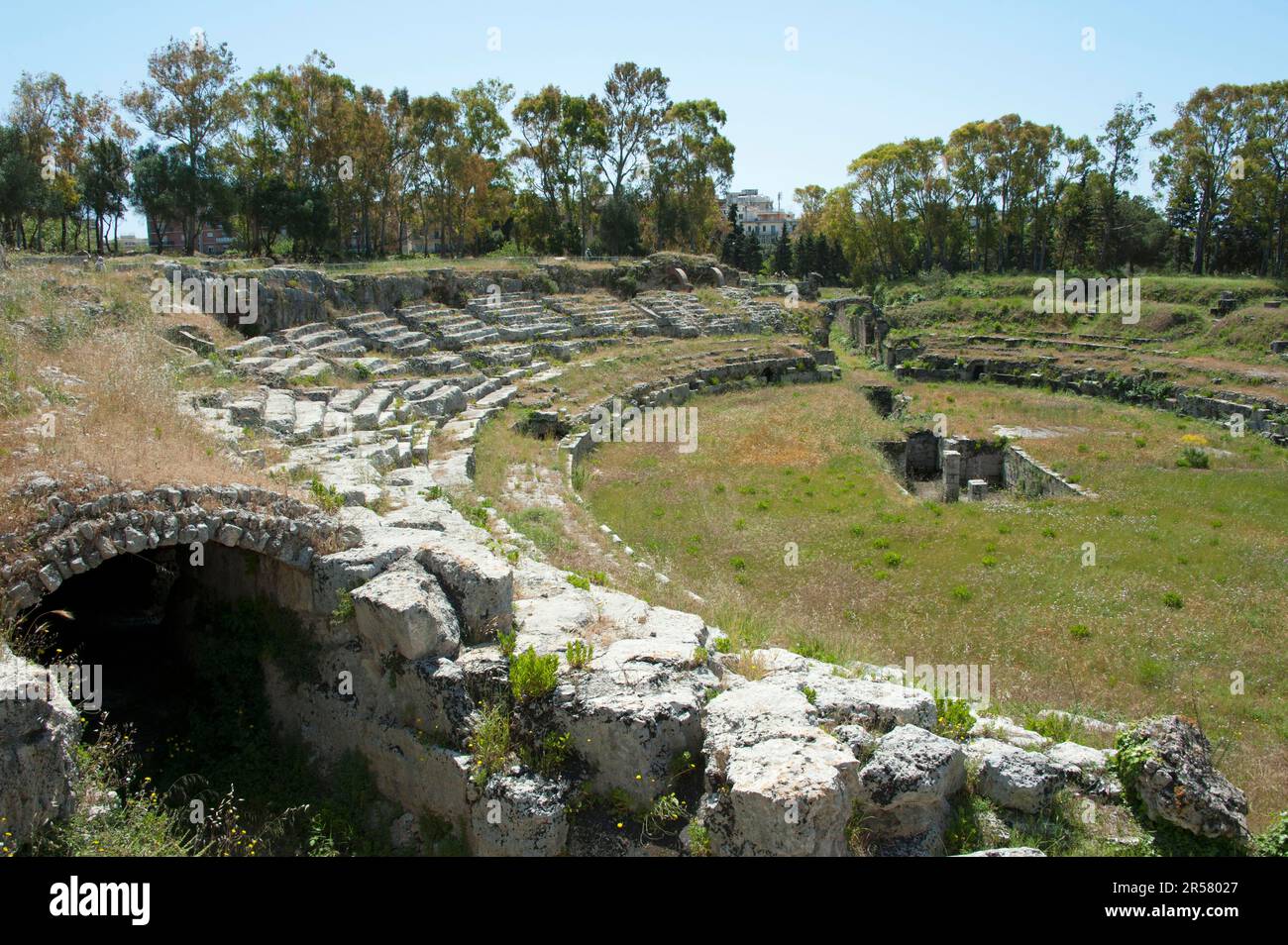 Roman Amphitheatre, Neapolis Archaeological Park, Syracuse, Sicily ...