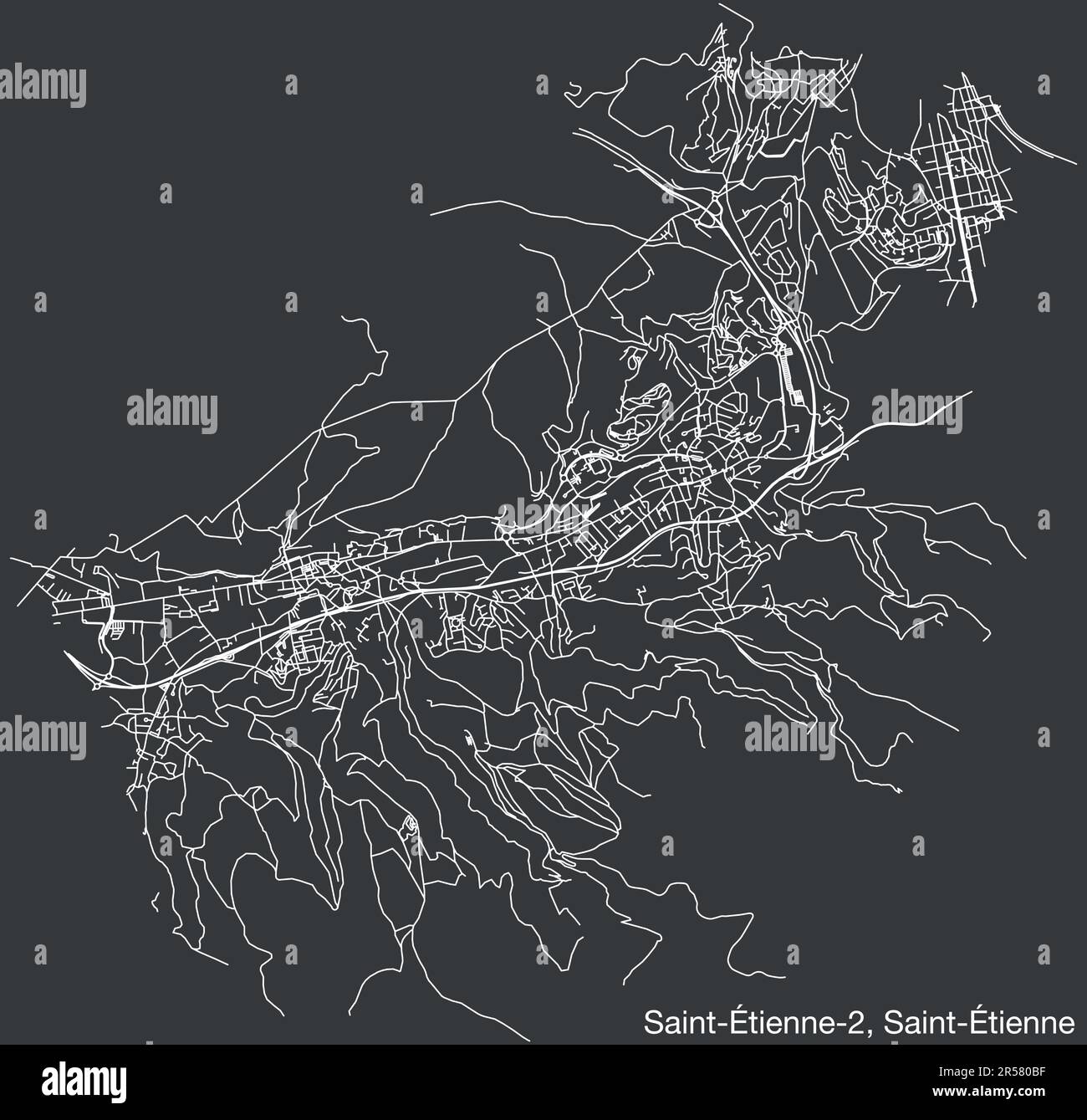 Street roads map of the SAINT-ÉTIENNE-2 CANTON, SAINT-ÉTIENNE Stock ...