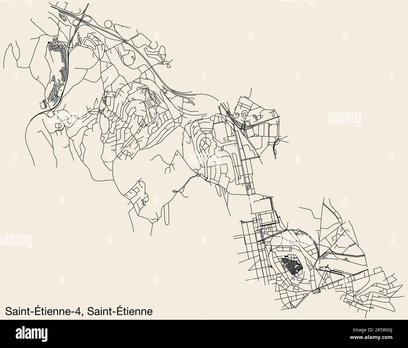 Map of saint etienne Stock Vector Images - Alamy