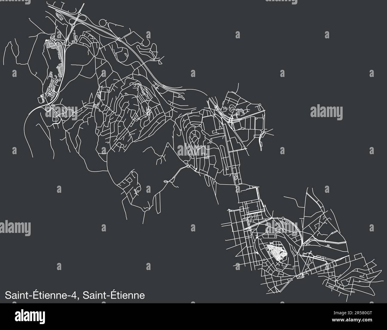Street roads map of the SAINT-ÉTIENNE-4 CANTON, SAINT-ÉTIENNE Stock ...
