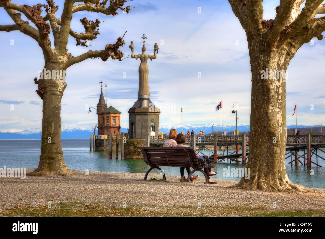 Constance city garden, harbour, Imperia statue, harbour, Lake Constance ...
