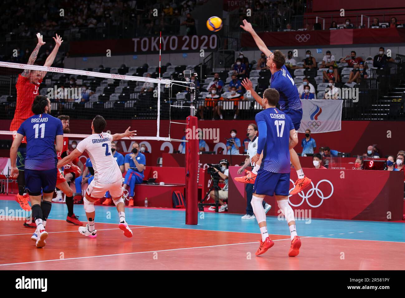 AUG 7, 2021 - Tokyo, Japan: Jean PATRY #4 of Team France attacks in the ...