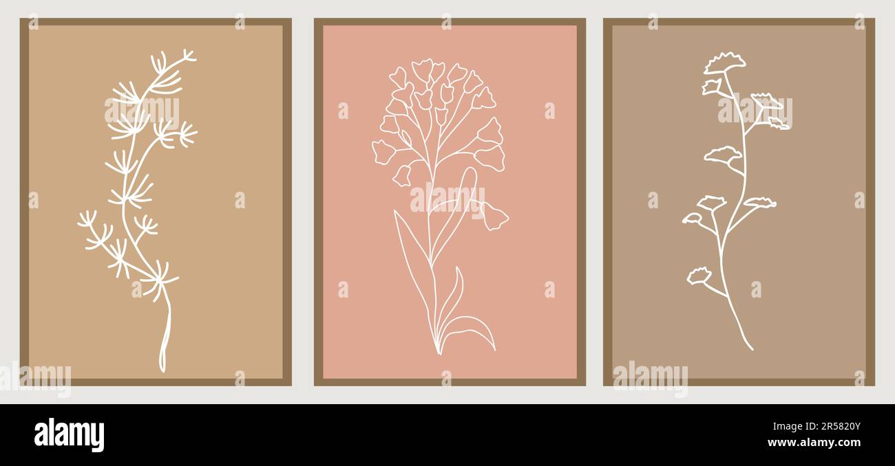 Tiny wild flowers Line Drawing Print Set Stock Vector Image & Art - Alamy