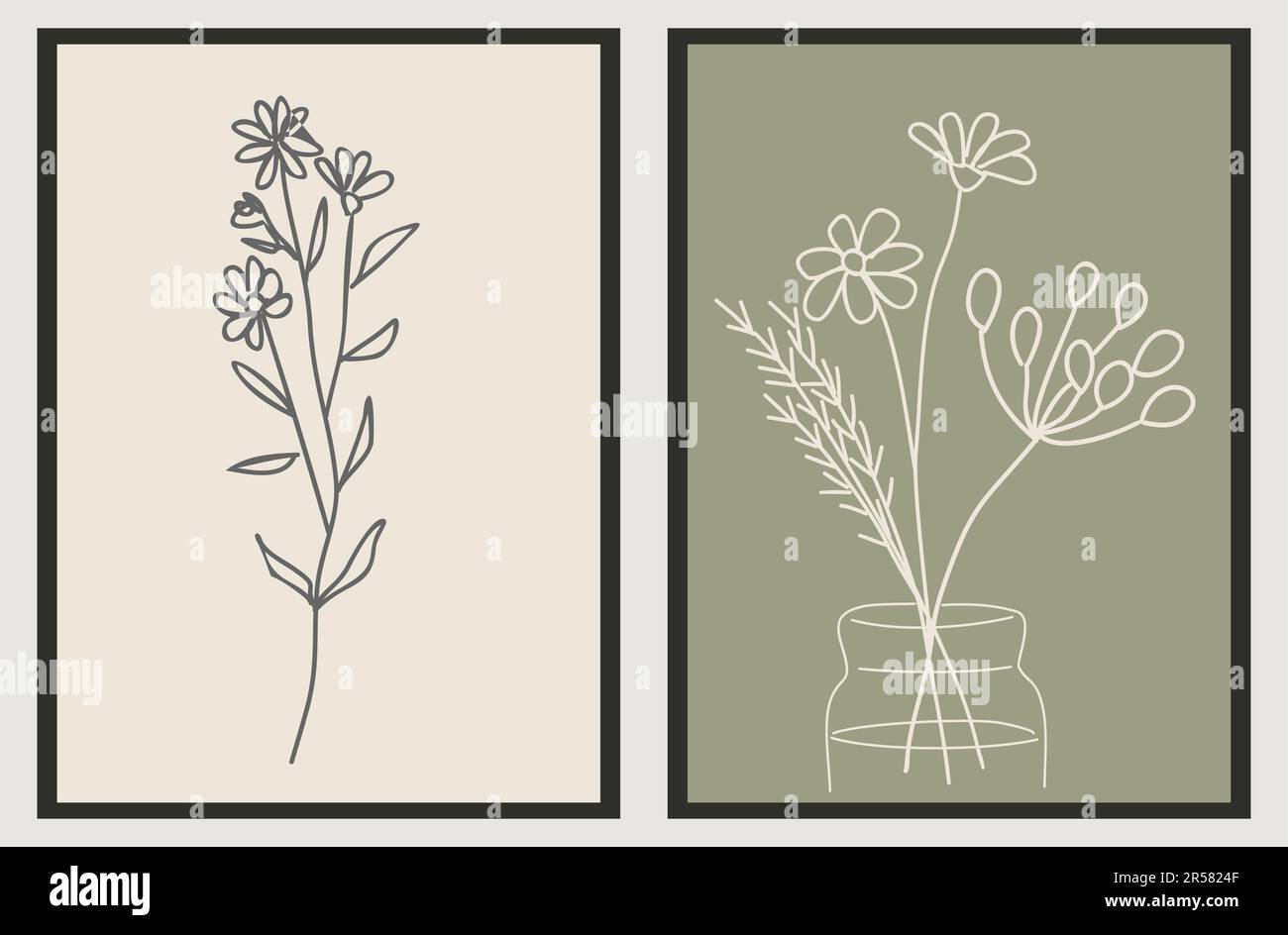 Tiny wild flowers Line Drawing Print Set Stock Vector Image & Art - Alamy