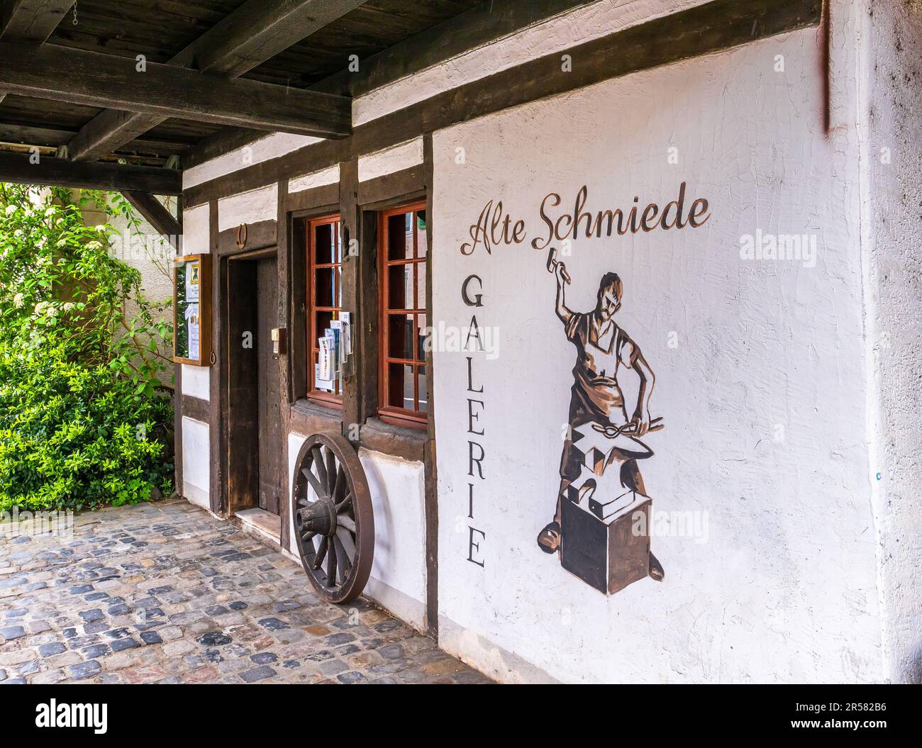Busingen, Germany - May 1, 2023: A gallery presenting an old forge in ...