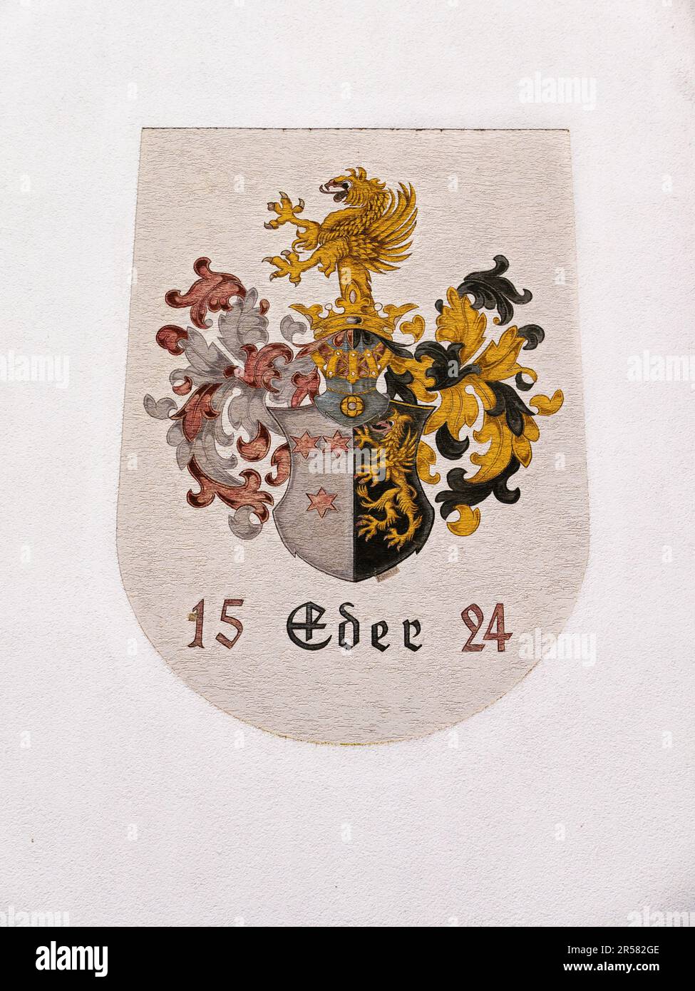 Busingen, Germany - May 1, 2023: Medieval coat of arms of family Eder ...