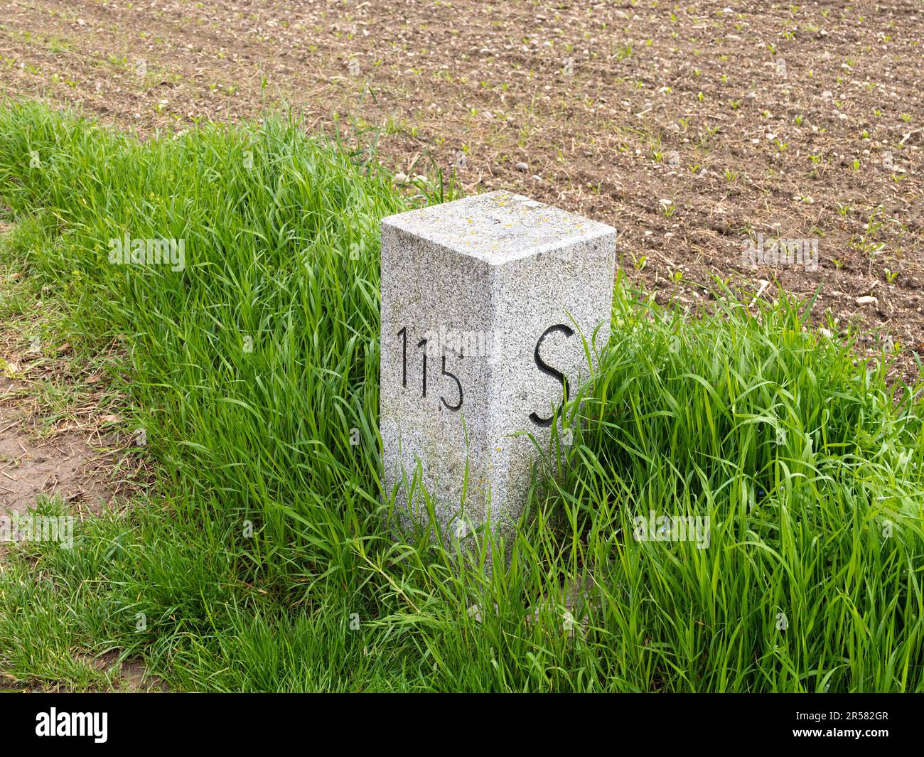 The boundary stone between Switzerland and the German enclave of ...
