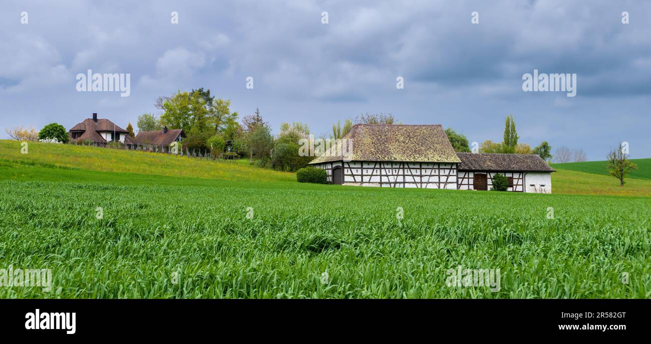 Busingen, Germany - May 1, 2023: Old half-timbered traditional house ...