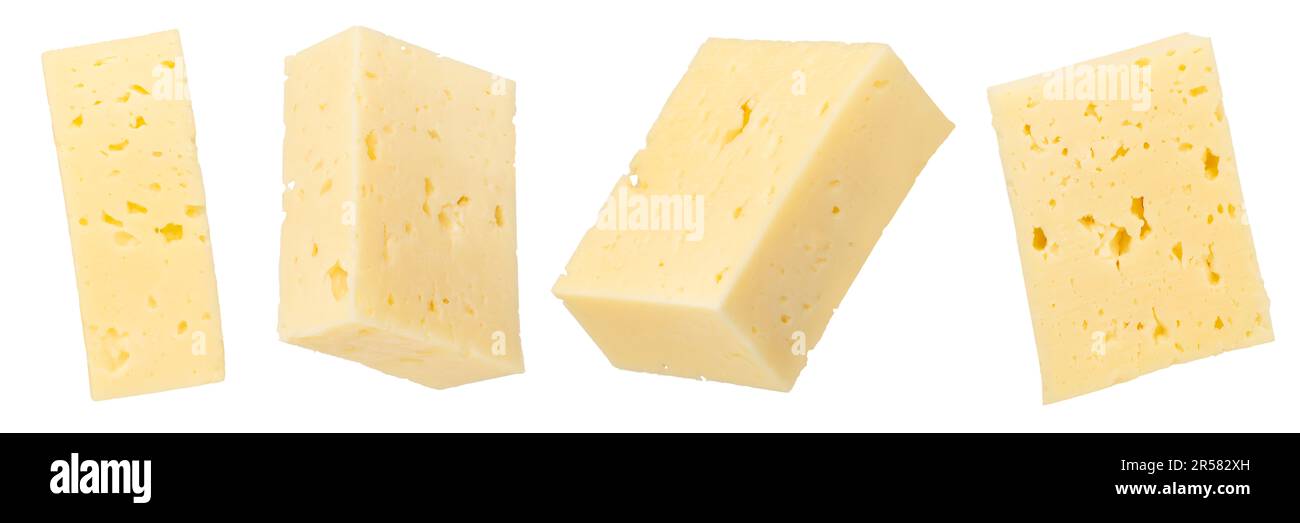 Pieces of cheese isolated on white background. Cheese for pizza. Cheese ...