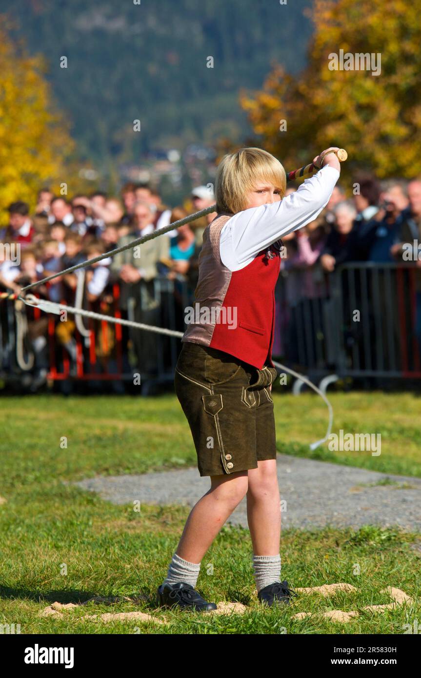 Trachtler at traditional Schnalzer competition in Saalfelden im Pinzgau ...