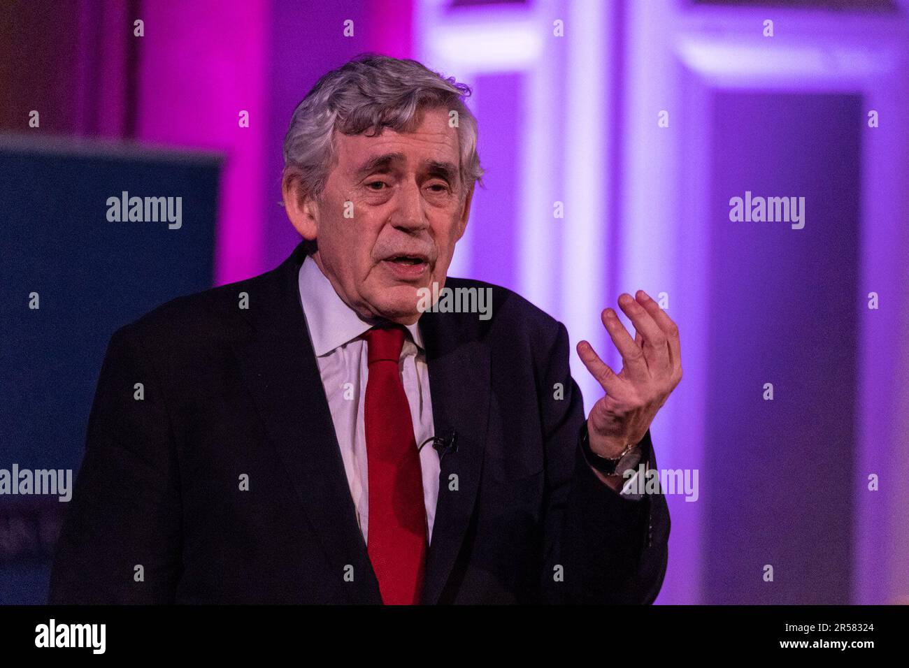 Edinburgh, United Kingdom. 01 June, 2023 Pictured: Rt. Hon Gordon Brown speaking at the rally ...