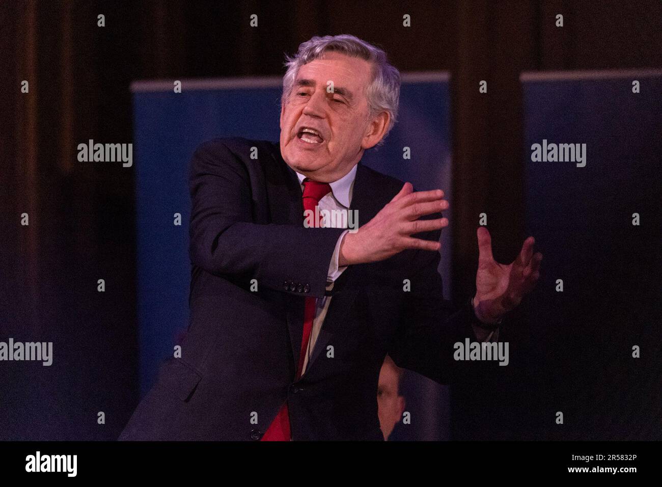 Edinburgh, United Kingdom. 01 June, 2023 Pictured: Rt. Hon Gordon Brown speaking at the rally ...