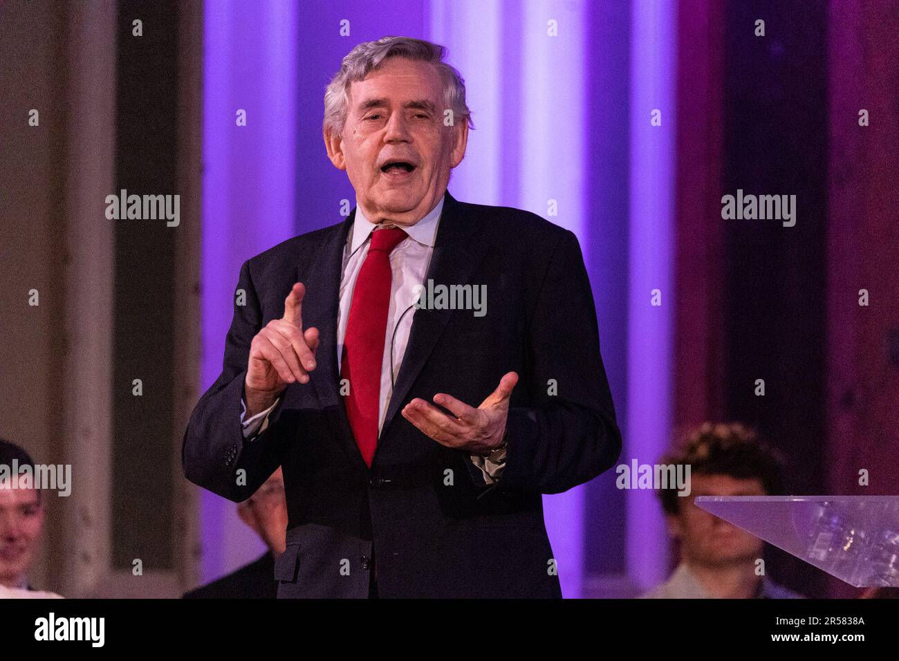 Edinburgh, United Kingdom. 01 June, 2023 Pictured: Rt. Hon Gordon Brown speaking at the rally ...