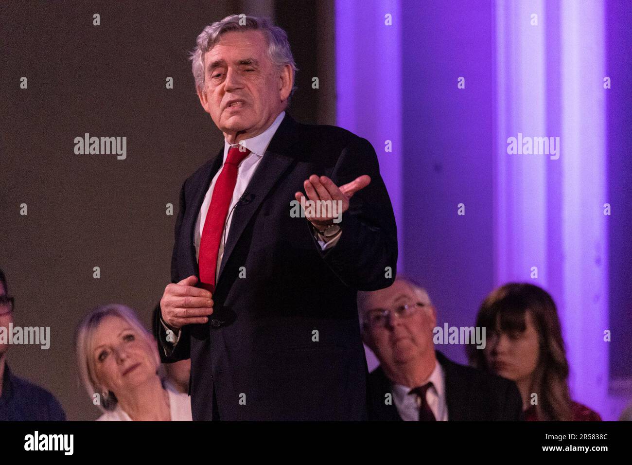 Edinburgh, United Kingdom. 01 June, 2023 Pictured: Rt. Hon Gordon Brown speaking at the rally ...