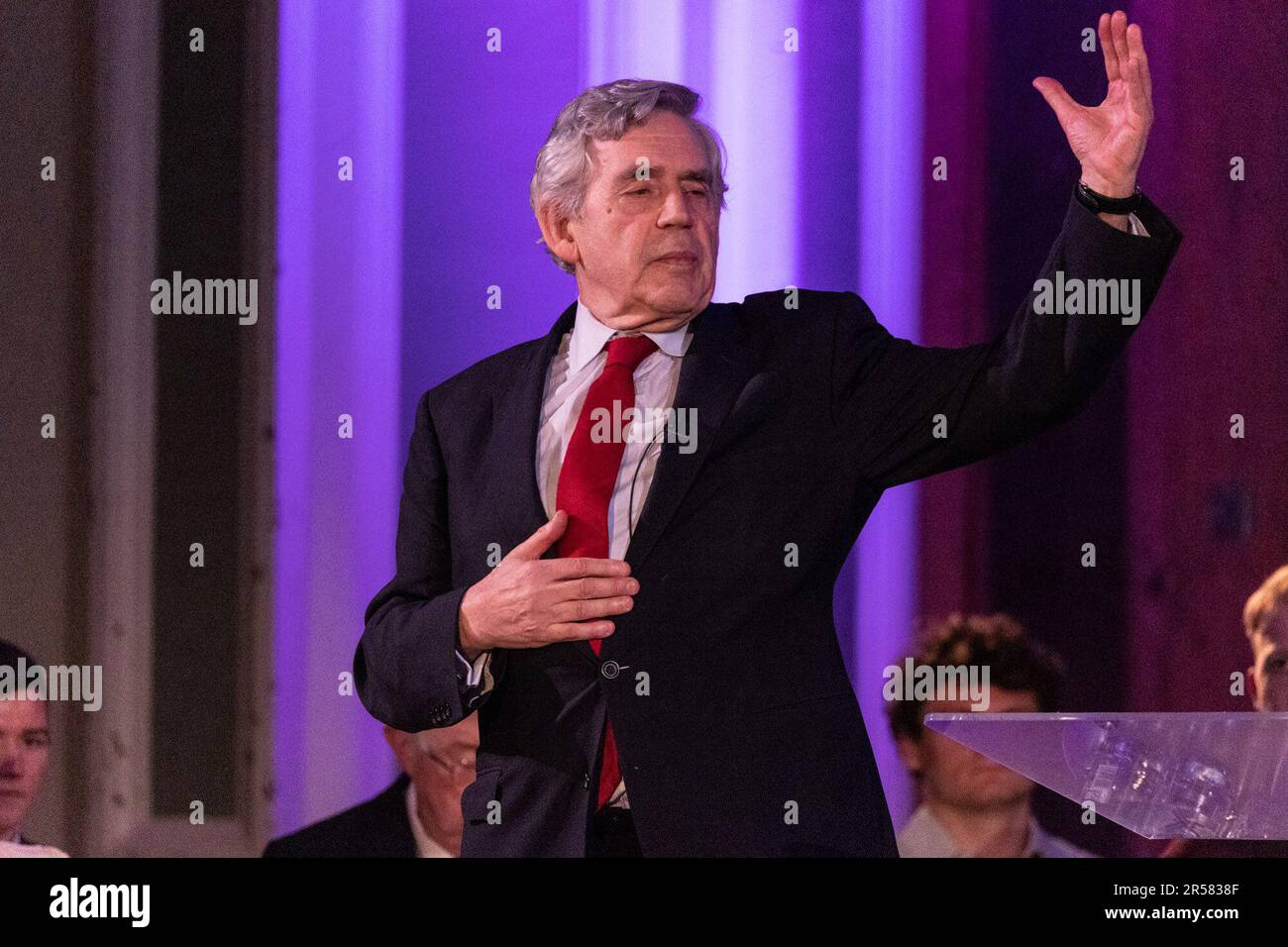 Edinburgh, United Kingdom. 01 June, 2023 Pictured: Rt. Hon Gordon Brown speaking at the rally ...
