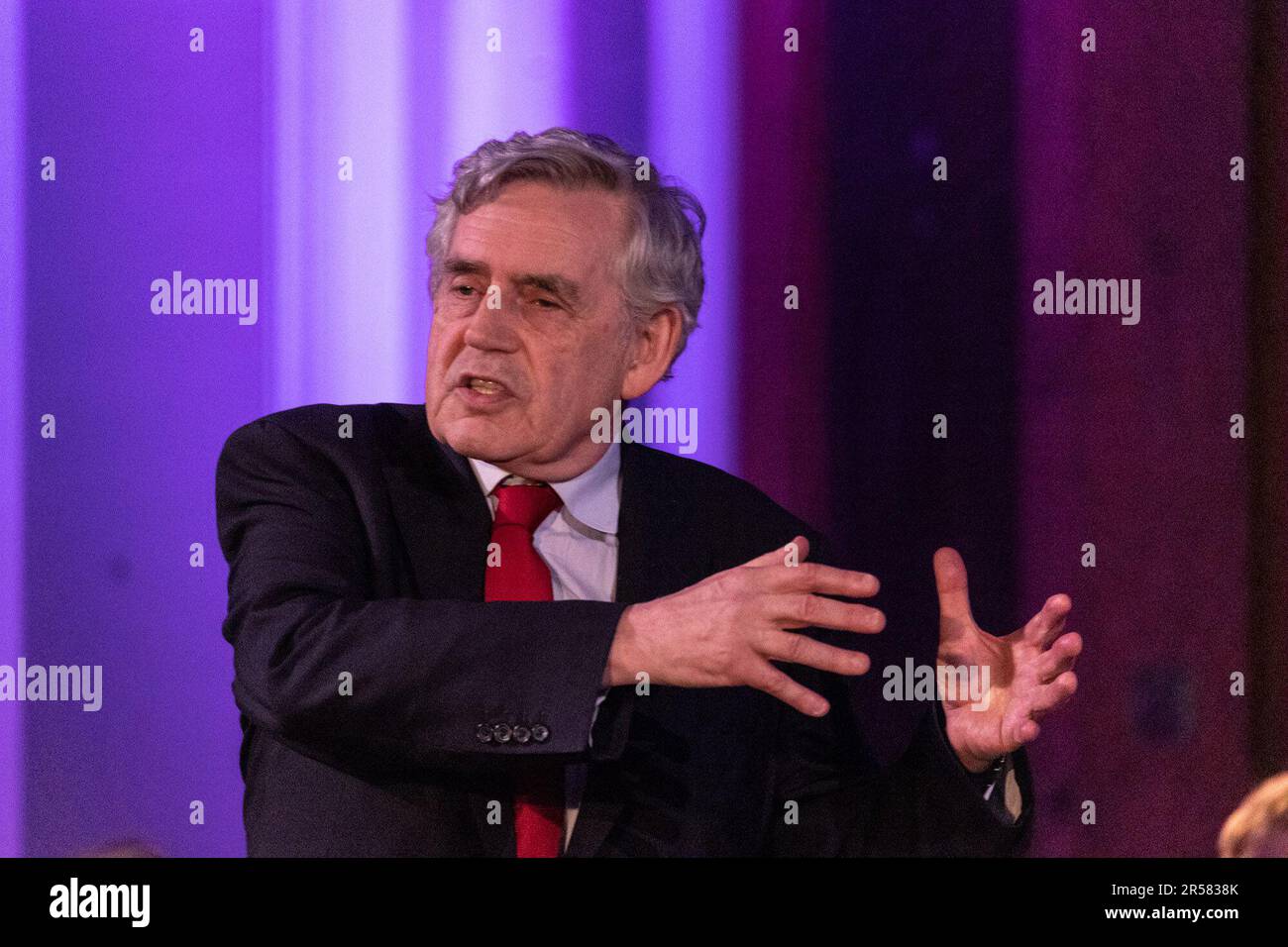 Edinburgh, United Kingdom. 01 June, 2023 Pictured: Rt. Hon Gordon Brown speaking at the rally ...