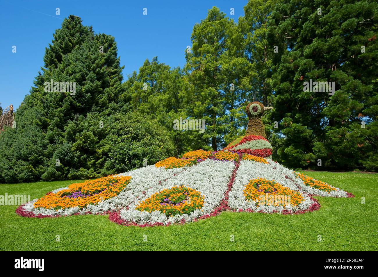 Flower sculpture on the flower island Mainau, Lake Constance, Baden ...
