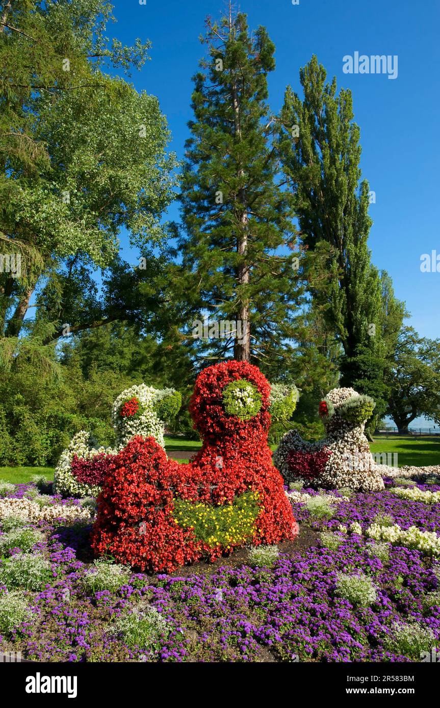 Flower sculpture on the flower island Mainau, Lake Constance, Baden ...
