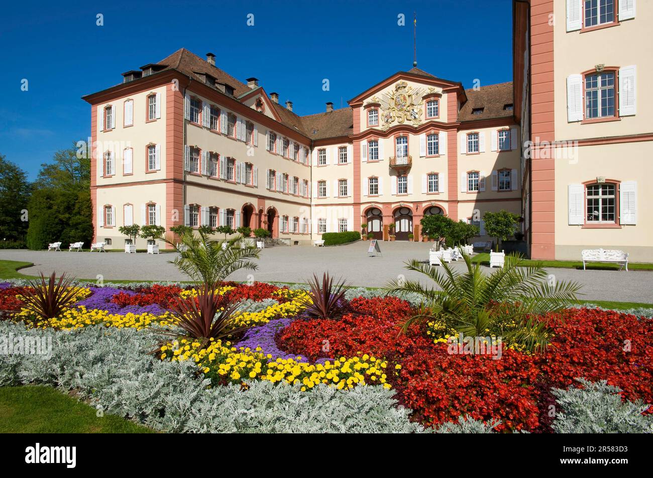 Castle on the flower island of Mainau, Lake Constance, Baden ...