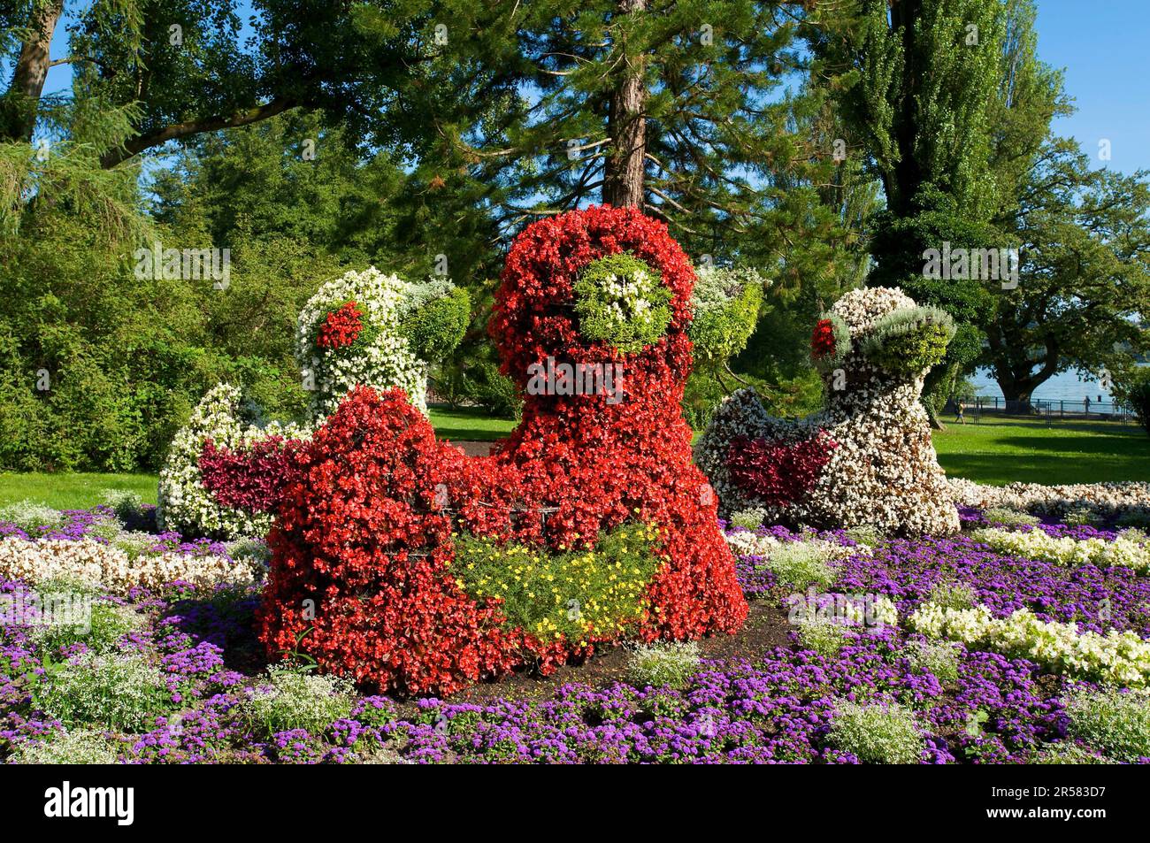 Flower sculpture on the flower island Mainau, Lake Constance, Baden ...