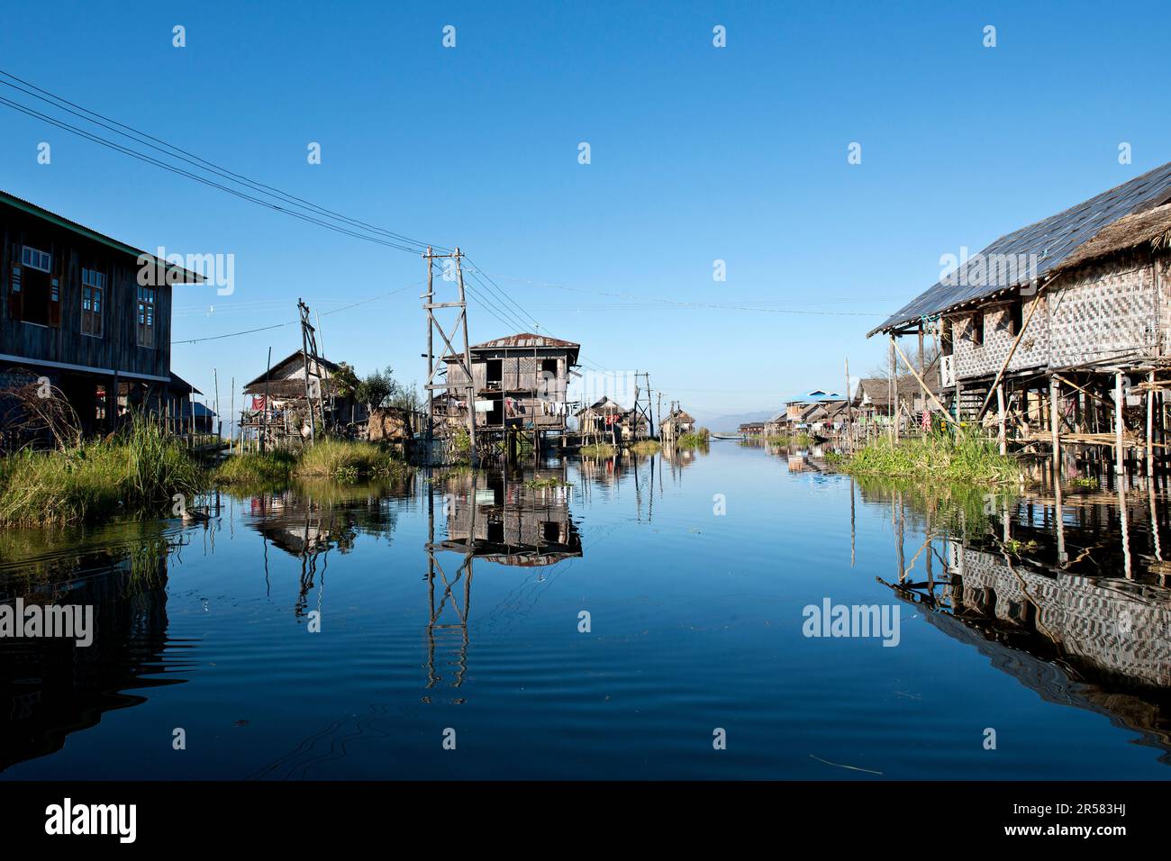 Myanmar. Inle lake. Traditional house on stilts Stock Photo - Alamy