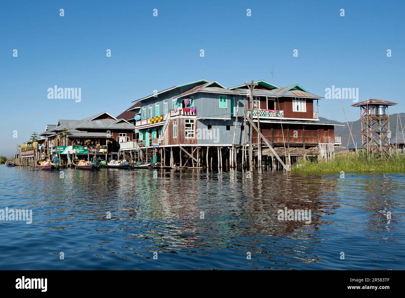 Myanmar. Inle lake. Traditional house on stilts Stock Photo - Alamy